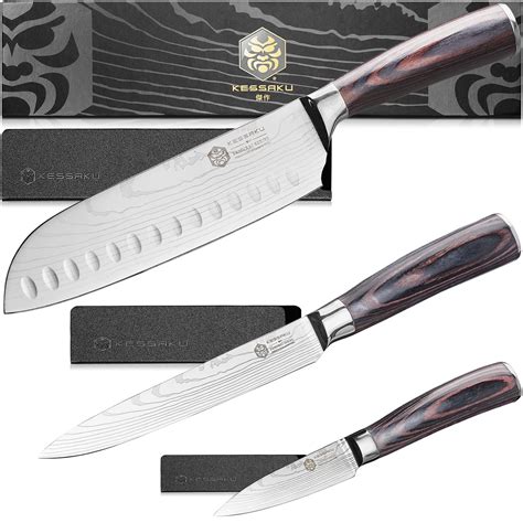 Kessaku 7-Inch Santoku & 5.5-Inch Utility & 3.5-Inch Paring Knife Set ...