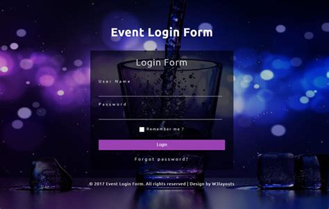 Event Login Form A Flat Responsive Widget Template