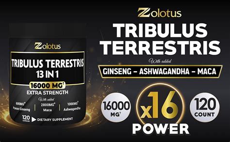 Tribulus Terrestris 13 In 1 16000mg Per Serving With Maca Horny Goat Weed Panax