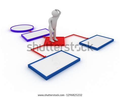 3d Man On Flowchart 3d Rendered Ilustrações Stock 1296825232