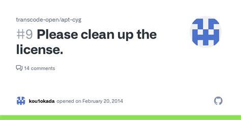 please clean up the license · issue 9 · transcode open apt cyg · github