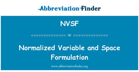 Nvsf Significa Variable Normalizada Y La Formulación De Espacio