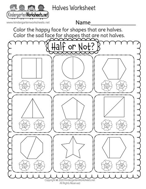 Free Printable One Half Fraction Worksheet Preschool Coloring Printables Free And Fun