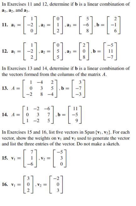 Solved In Exercises 11 And 12 Determine If B Is A Linear Chegg Com