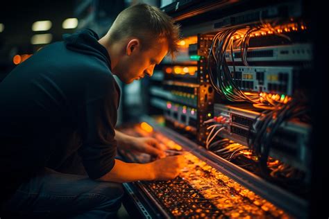 Premium Photo System Administrators Or Sysadmins Are Servicing Server Racks Ar C V