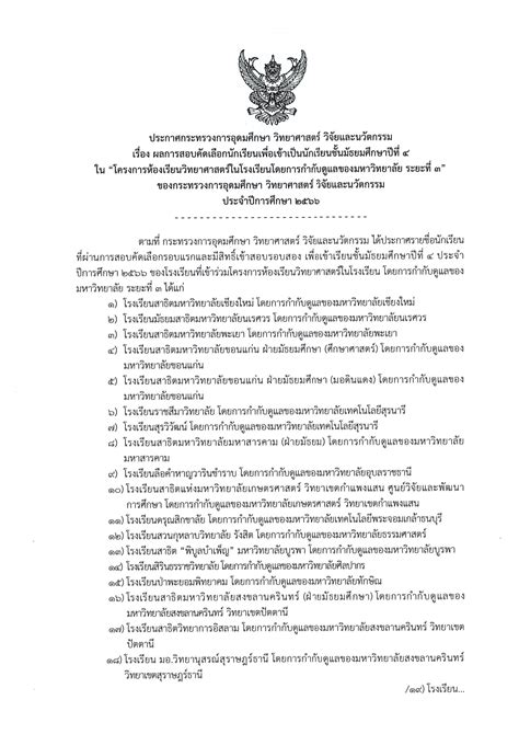 ประกาศผลการสอบคัดเลือกนักเรียนชั้น ม 4 ประจำปีการศึกษา 2566 • โครงการ