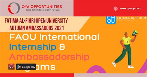 Fatima Al Fihri Open University Autumn Ambassadors 2021 Oya Opportunities