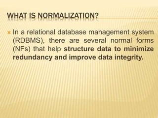 Normalization In RDBMS Pptx