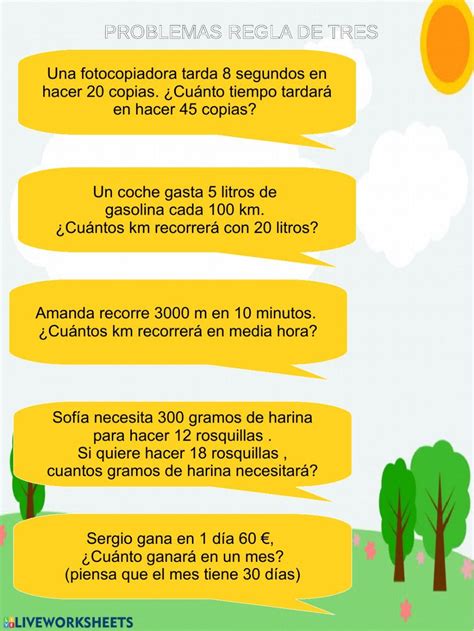 Ejercicio De Problemas Regla De Tres Math Worksheets
