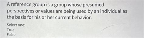solved a reference group is a group whose presumed