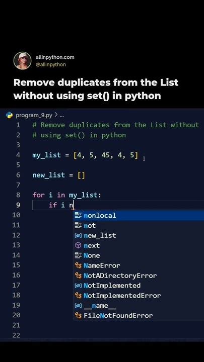 Remove Duplicates Elements From The List Without Using Set Function Python Pythonprogramming