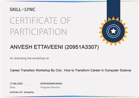Anvesh Ettaveeni On Linkedin Workshop Learning Skilllynccertificate