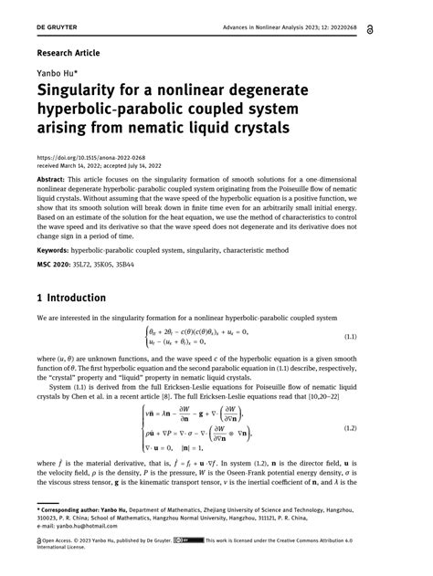 Pdf Singularity For A Nonlinear Degenerate Hyperbolic Parabolic