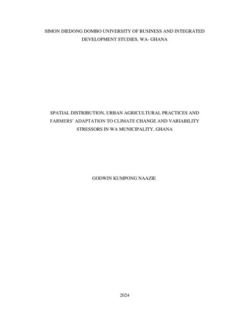 Pdf Spatial Distribution Urban Agricultural Practices And Farmers