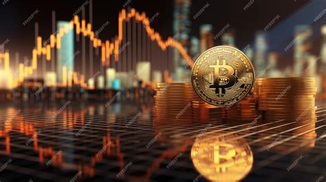 Premium Photo 3d Gold Bitcoin On Price Candlestick Chart Background Dark Trading Chart