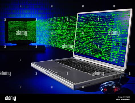 PC And Laptop Computers Exchange Data Via Wireless Connection Stock Photo Alamy