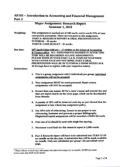 Af101 Major Assignment Sample Aflol Introduction To Accounting And