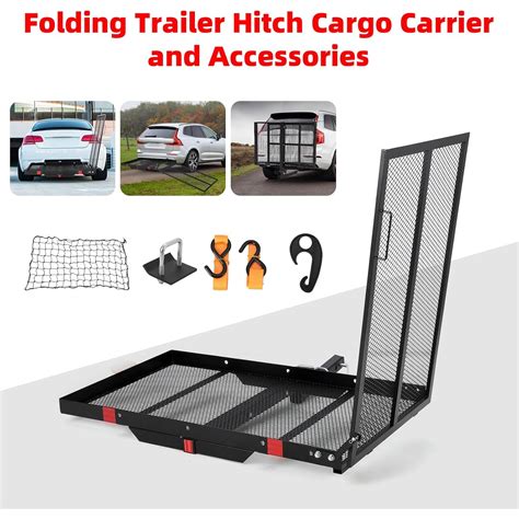Heavy Duty Foldable Trailer Hitch Cargo Carrier 500 Lbs Hitch Cargo