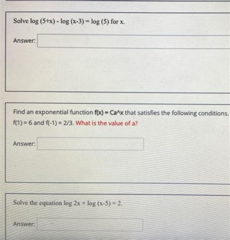 Solved Solve Log 5 X Log X 3 Log 5 For X Answer Chegg Com