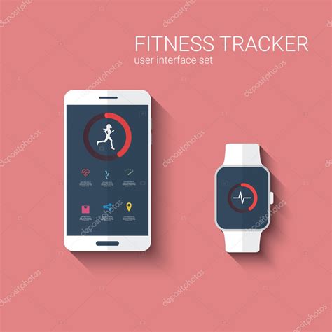 Fitness Tracker App Graphic User Interface For Smartwatch And Smartphone Woman Running Symbol