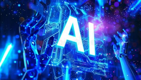a robot is holding a blue cube with the letters ai on it by ai