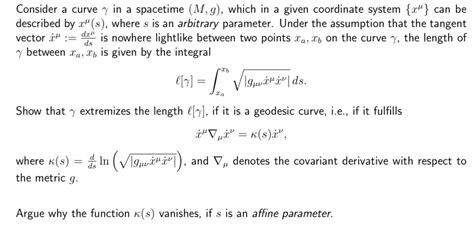solved consider a curve γ ﻿in a spacetime m g ﻿which in a