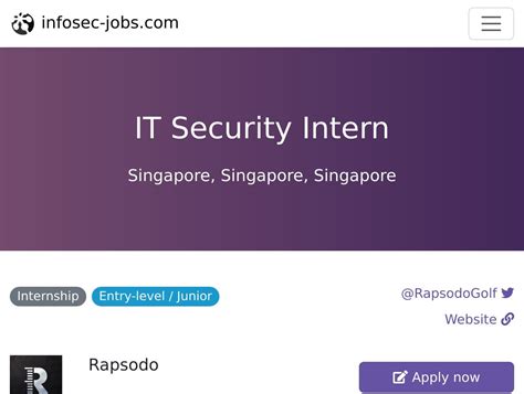 [hiring][internship] It Security Intern In Singapore Singapore Singapore R Infosec Jobs
