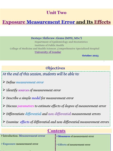 Unit Two Exposure Measurement Error And Its Effects 3 Pdf