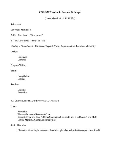 Notes 04 Cse 3302 Notes 4 Names And Scope Last Updated 10115 118