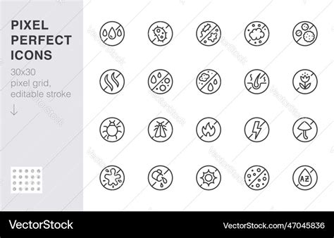 Fabric Material Protection Line Icon Set Sweat Vector Image