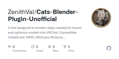 Cats Blender Plugin Unofficialreadmemd At Welcome · Zenithvalcats Blender Plugin Unofficial
