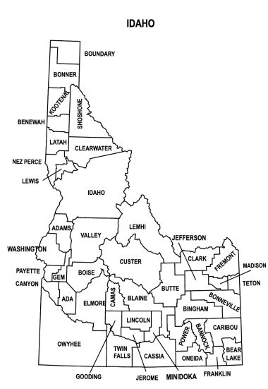 Idaho County Map Editable And Printable State County Maps