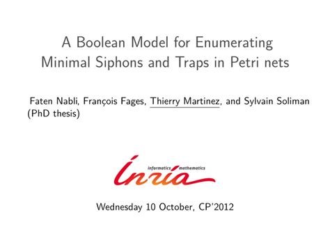 Ppt A Boolean Model For Enumerating Minimal Siphons And Traps In