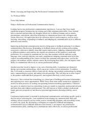 Memo Assessing And Improving My Professional Communication Skills Pdf Memo Assessing And