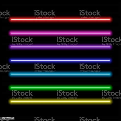 네온 조명 브러쉬 세트 벡터 멀티 컬러 레이저 튜브 컬렉션 10 Eps 디자인 일러스트레이션 포스터 광고 배너 등 형광색의에 대한 스톡 벡터 아트 및 기타 이미지 Istock