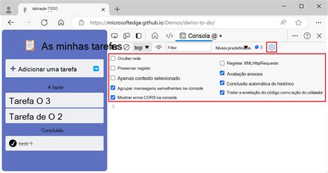 Referência De Funcionalidades Da Consola Microsoft Edge Developer