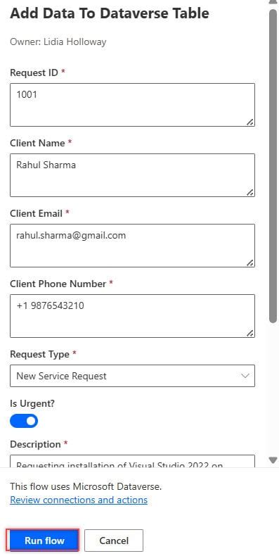 Add Data To Dataverse Table Using Power Automate