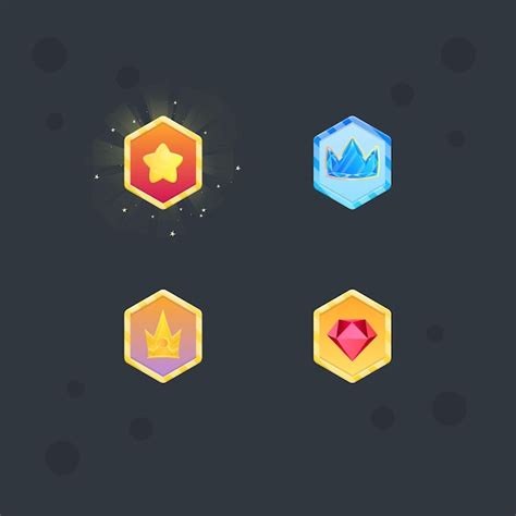 Premium Vector | Game UI Rewards Set Golden Hexagon