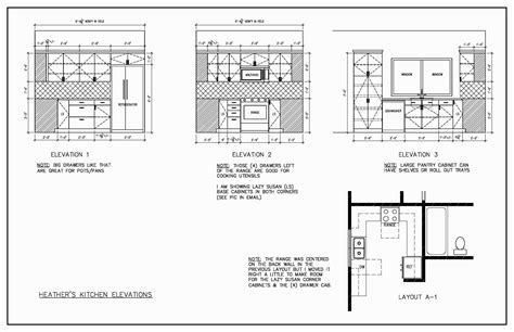 House Kitchen Furniture Section And Layout Plan Cad Drawing Details Dwg