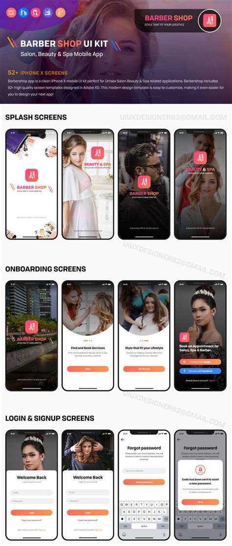 Barber And Salon Ui Kit — Ui Kits On Ui8 Ui Kit Splash Screen Salons