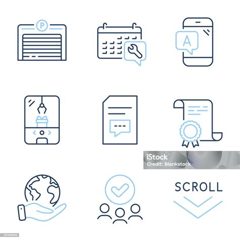 Ab 테스트 크레인 발톱 기계 및 스패너 아이콘 세트 아래로 스크롤 의견 및 주차 차고 표지판 벡터 갈고리 발톱에 대한 스톡 벡터 아트 및 기타 이미지 Istock