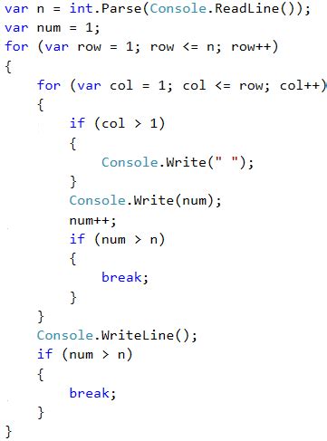 Problem: Numbers Pyramid · Programming Basics with C# - Free Coding Book with Video Lessons