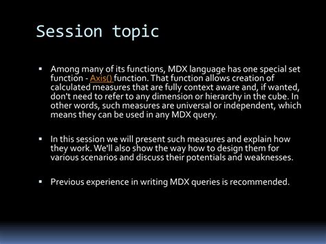 Ppt Universal Calculated Measures In Mdx Queries Powerpoint