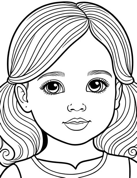 Раскраска Девочка 34 распечатать Happybrushes