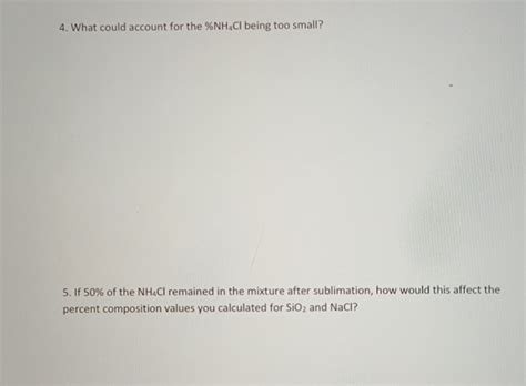 solved what could account for the nh4cl ﻿being too smallif