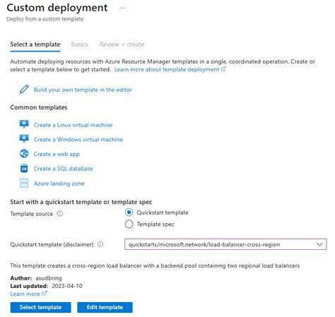 使用 azure 资源管理器模板部署全局负载均衡器 azure docs