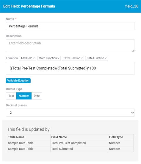 show percentage instead of a number app development tadabase community