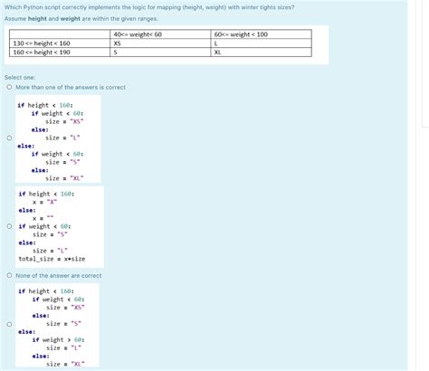 Solved Which Python Script Correctly Implements The Logic