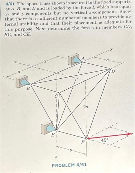 Solved 461 The Space Truss Shown Is Secured To The Fixed