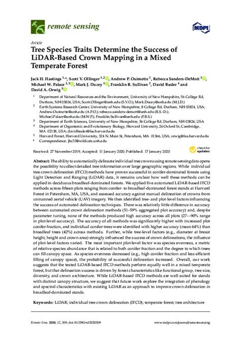 Pdf Tree Species Traits Determine The Success Of Lidar Based Crown Mapping In A Mixed